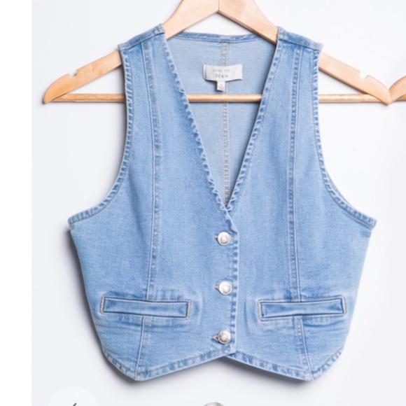 Jackets & Coats | 40 Light Wash Button Up Denim Crop Vest | Poshmark